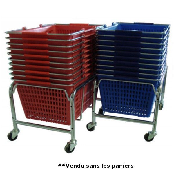 Support à roulettes chromé pour paniers - Chariot porte panier ...
