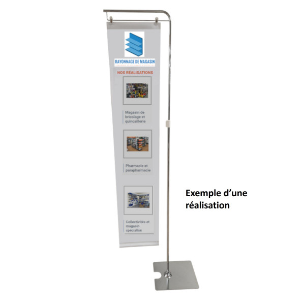 Potence PLV téléscopique réglable en hauteur avec ses deux pinces de ...